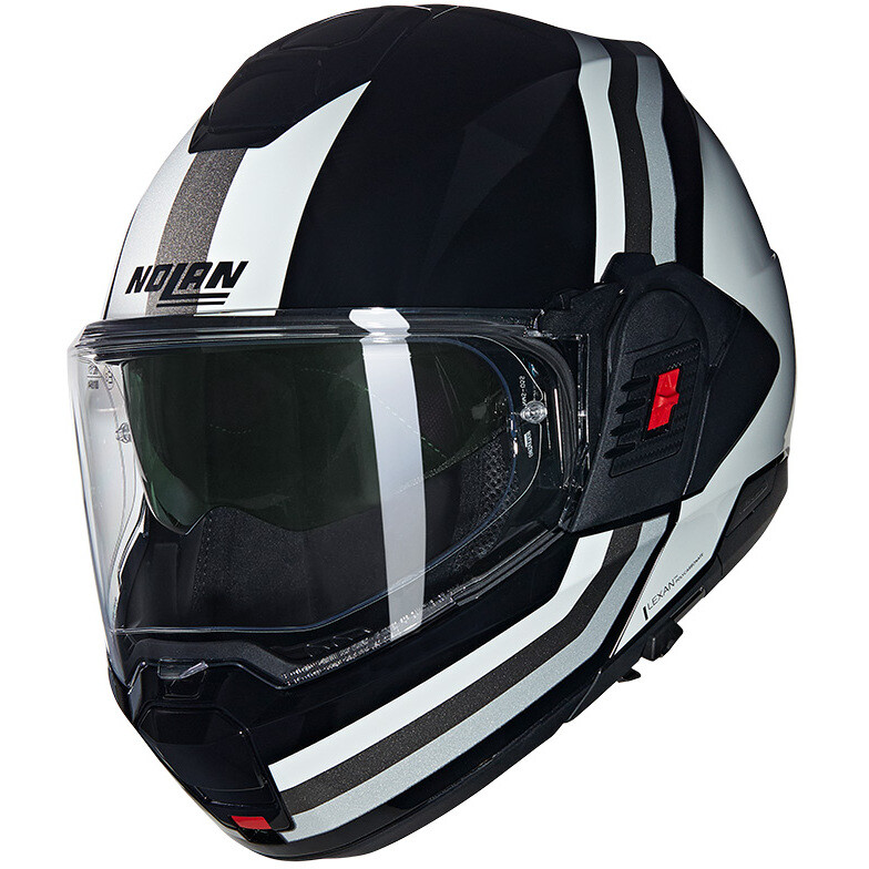Casque moto modulable P/J Nolan N120-1 LINEO 348 Noir Blanc Argent ...