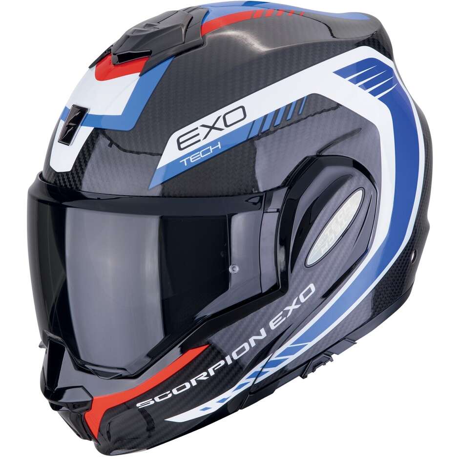 Casque Moto Modulable P/J Scorpion EXO-TECH EVO CARBON COSY Noir Bleu Rouge Vente en Ligne ...