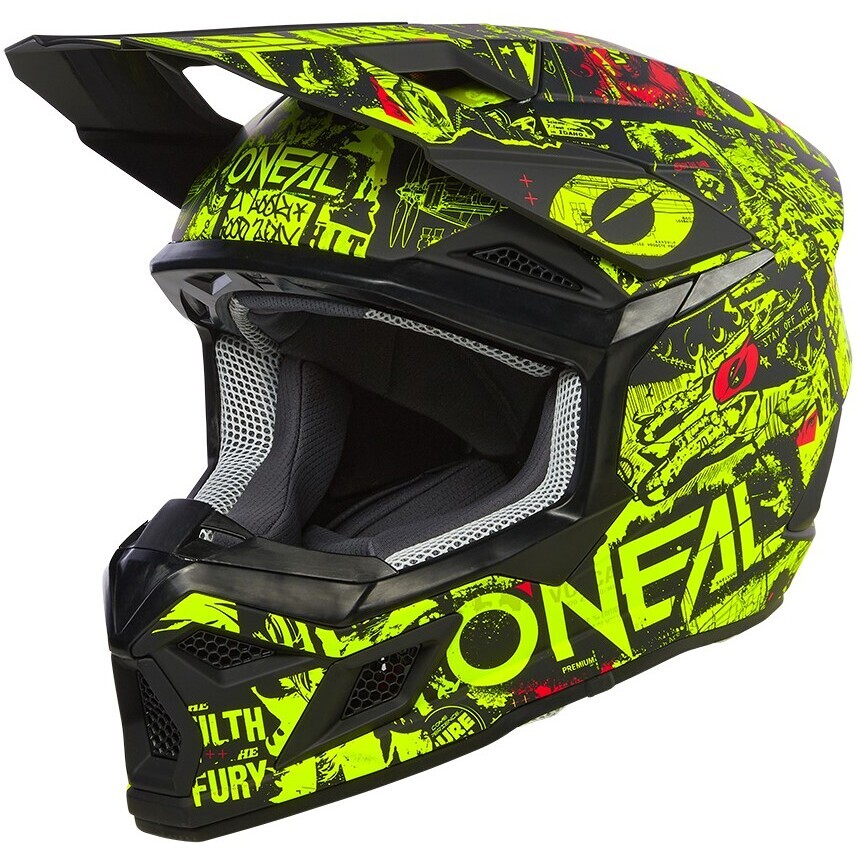 Casque Moto Oneal 3SRS Youth Attack Enfant Cross Enduro Noir jaune ...