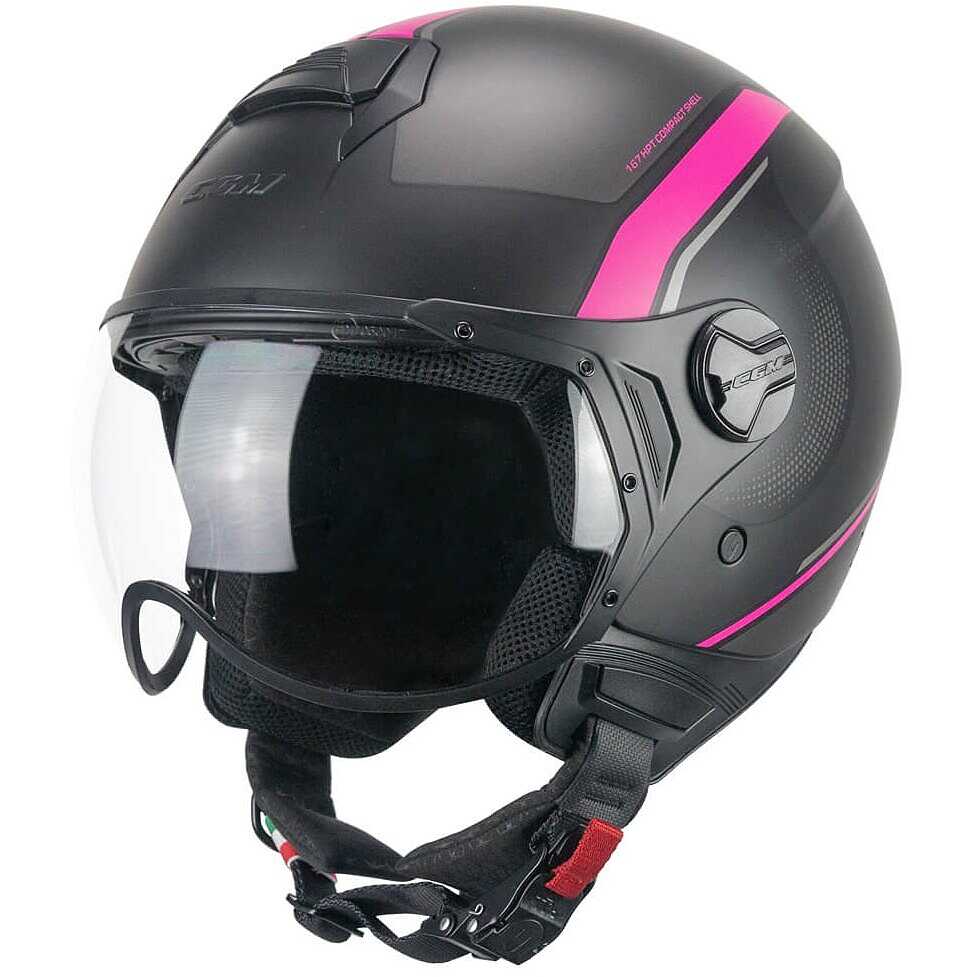 CGM 167M FLO DOT Jet Motorcycle Helmet Black Fluorescent Fuchsia Matt ...