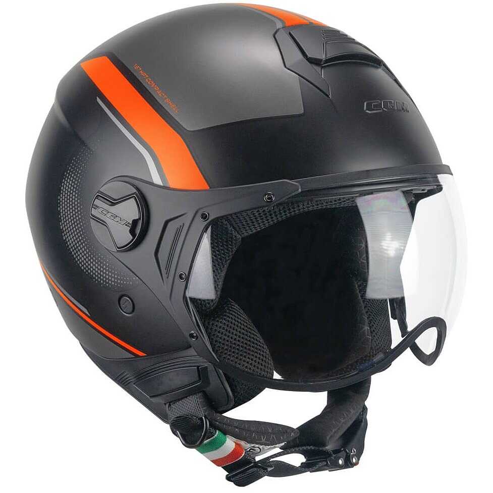 CGM 167M FLO DOT Jet Motorcycle Helmet Black Fluorescent Orange Matt ...