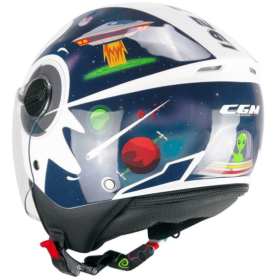 CGM 261S MINI SPACE Kids Jet Motorcycle Helmet Blue White For Sale ...