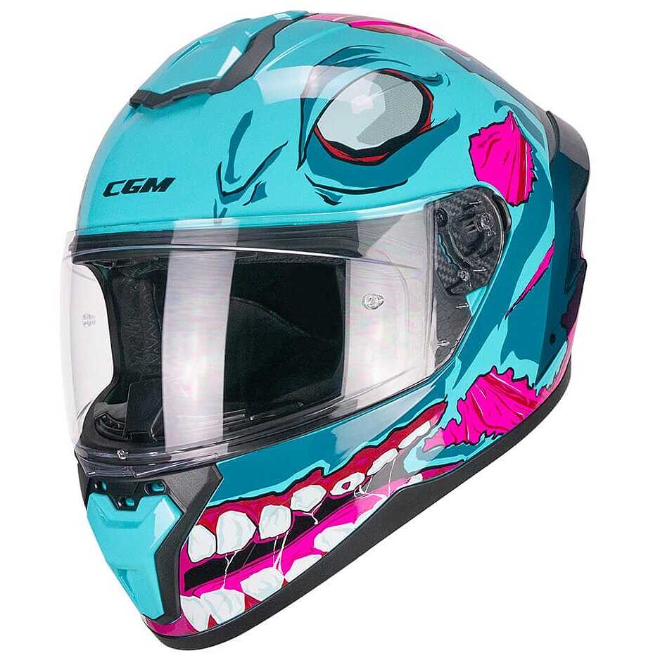CGM 330U RIOT UNDEAD Full Face Motorcycle Helmet Light Blue Pink For ...