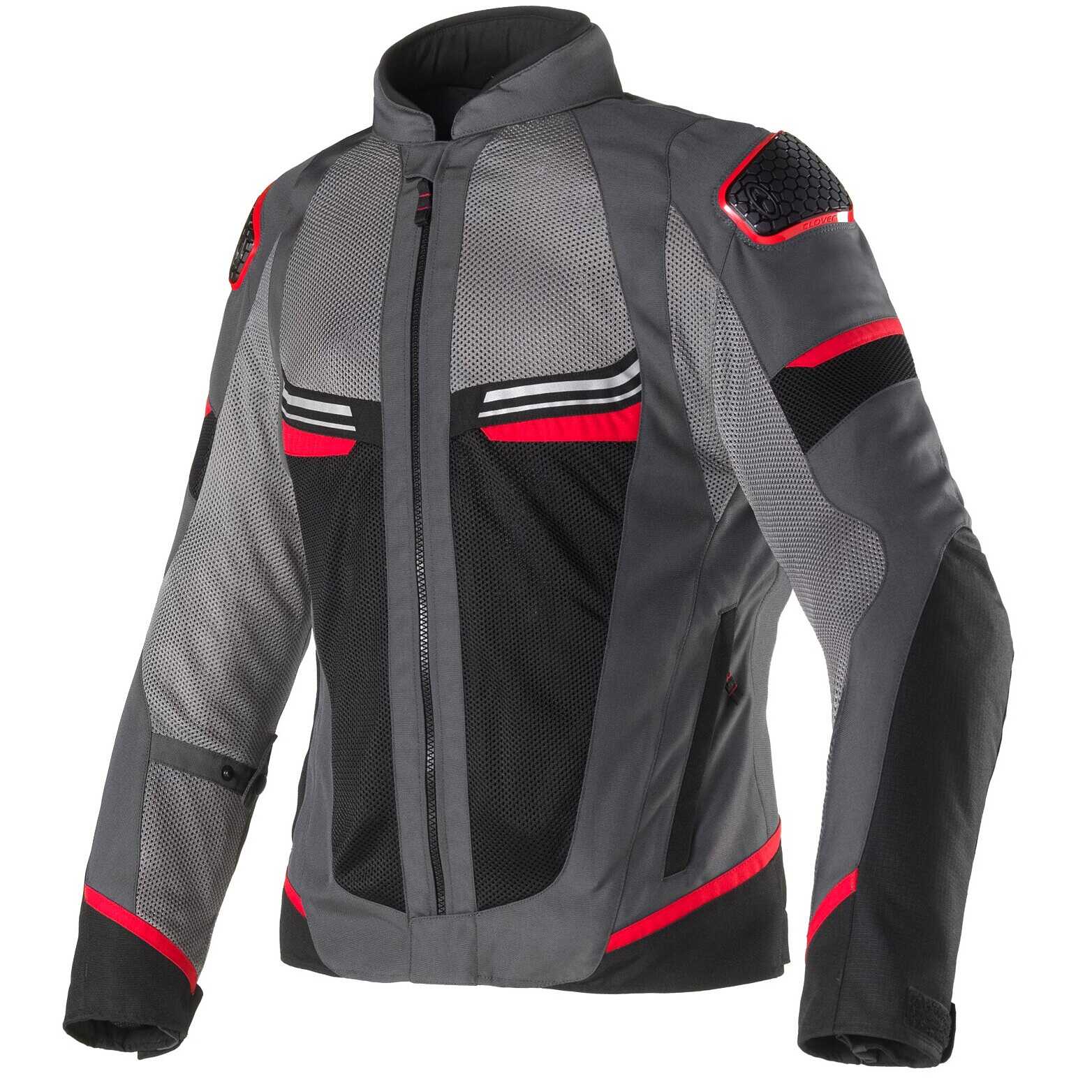 Clover AIRJET 6 Perforated Motorcycle Jacket Grey Red Black For Sale ...