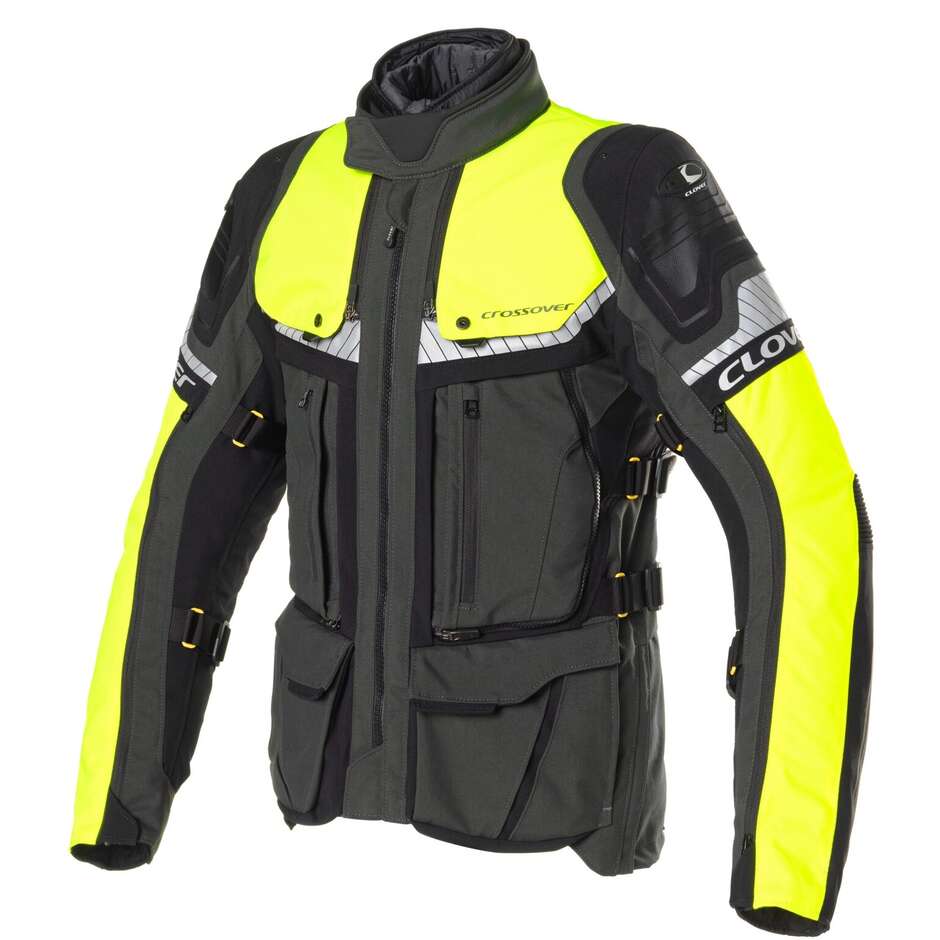 Clover CROSSOVER 4 WP AIRBAG Motorcycle Jacket Yellow Dark Grey For ...