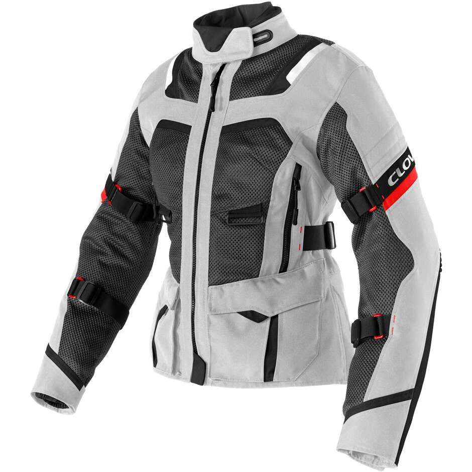 Clover VENTOURING 4 LADY WP Women's Motorcycle Jacket Grey Black Red ...