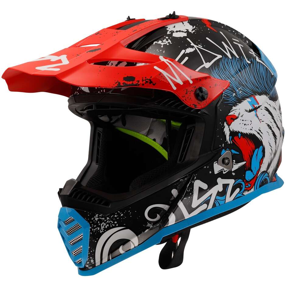 Cross Enduro Motorcycle Helmet LS2 MX437 FAST II MINI STARMAW Black For ...