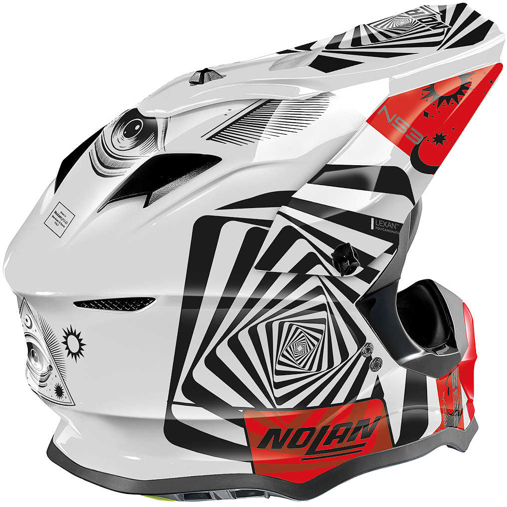Cross Enduro Motorcycle Helmet Nolan N53 RIDDLER 085 White Red For Sale ...