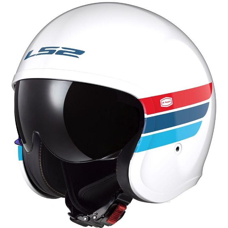 Custom Jet Motorcycle Helmet Ls2 OF599 SPITFIRE 2 RETRO' White Blue Red ...