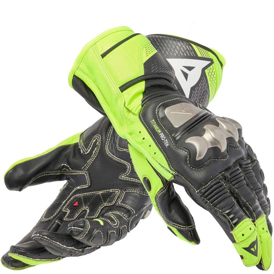 Dainese FULL METAL 7 Fluo Black Yellow Leather Motorcycle Gloves For ...