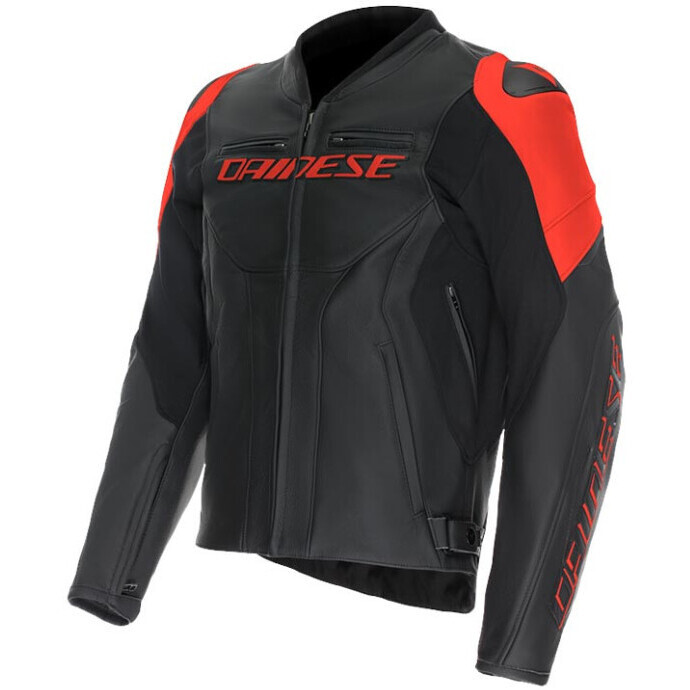 Dainese RACING 5 PERF Leather Motorcycle Jacket Black Black Fluorescent ...