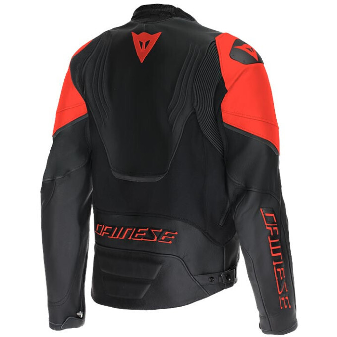 Dainese RACING 5 PERF Leather Motorcycle Jacket Black Black Fluorescent ...