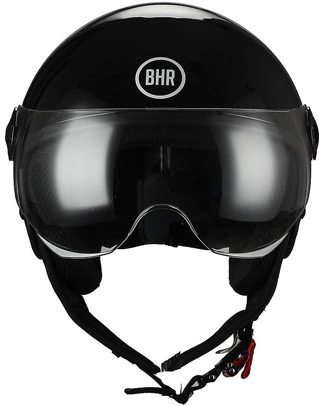 Demi-Jet Motorcycle Helmet Domed Visor BHR 801 Metallic Black For Sale ...