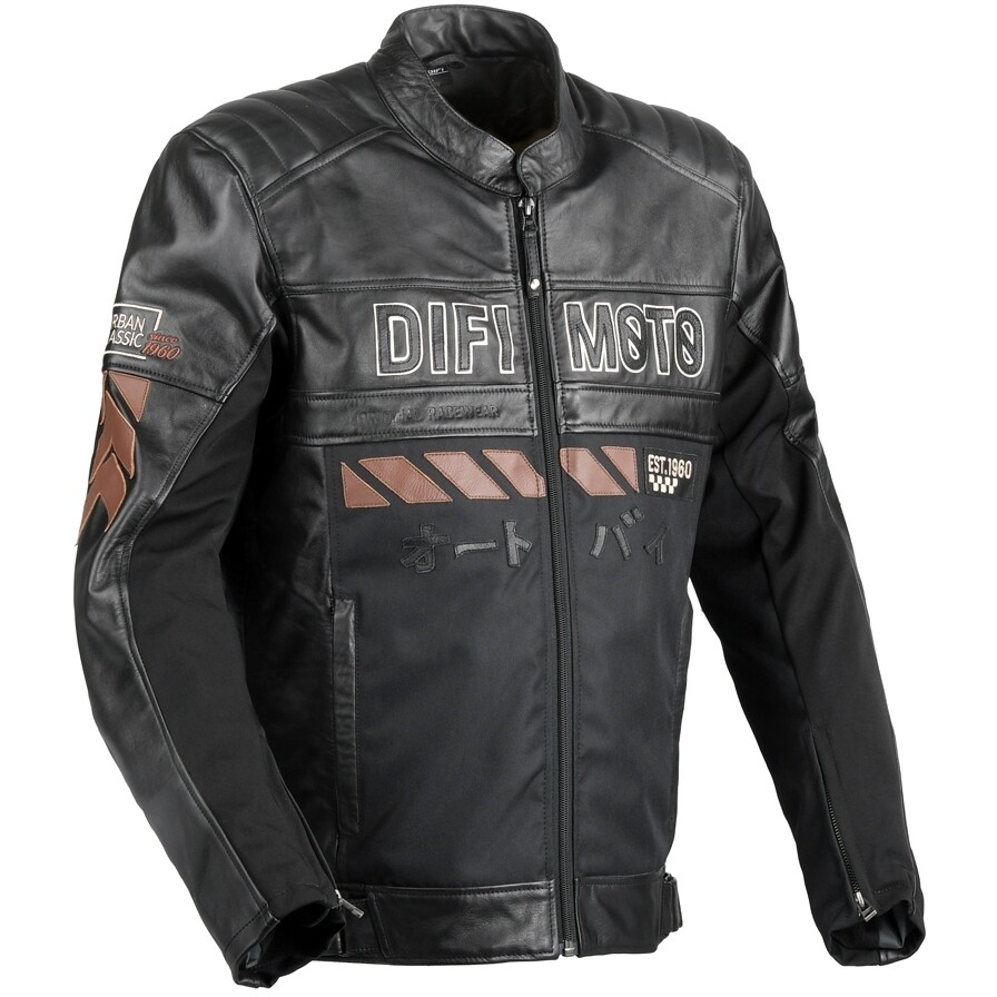 DIFI Iconic Dunkelschwarze Motorradjacke Online-Verkauf - Outletmoto.eu