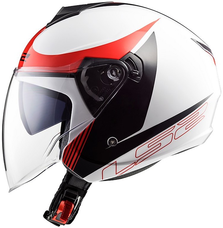 Double LS2 Visor Moto Jet Helmet OF573 TWISTER Plane White Black Red ...