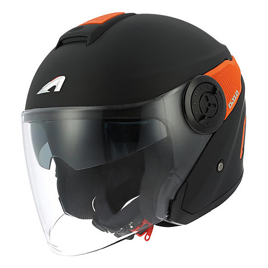 Dual Visor Motorcycle Helmet Jet Astone 10 DJ Black Orange For Sale ...