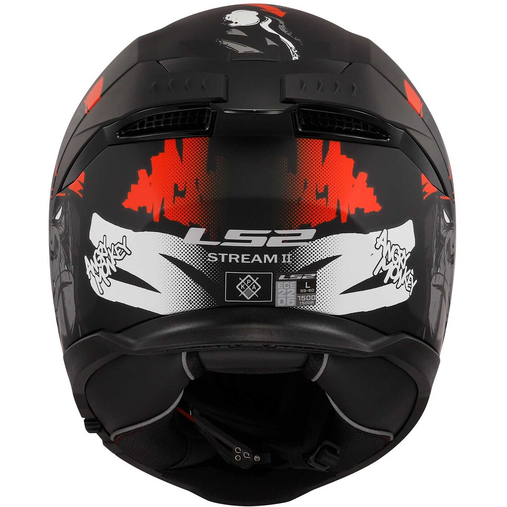 Full Face Motorcycle Helmet Ls2 FF808 STREAM II Angry Monkey Matt Black ...