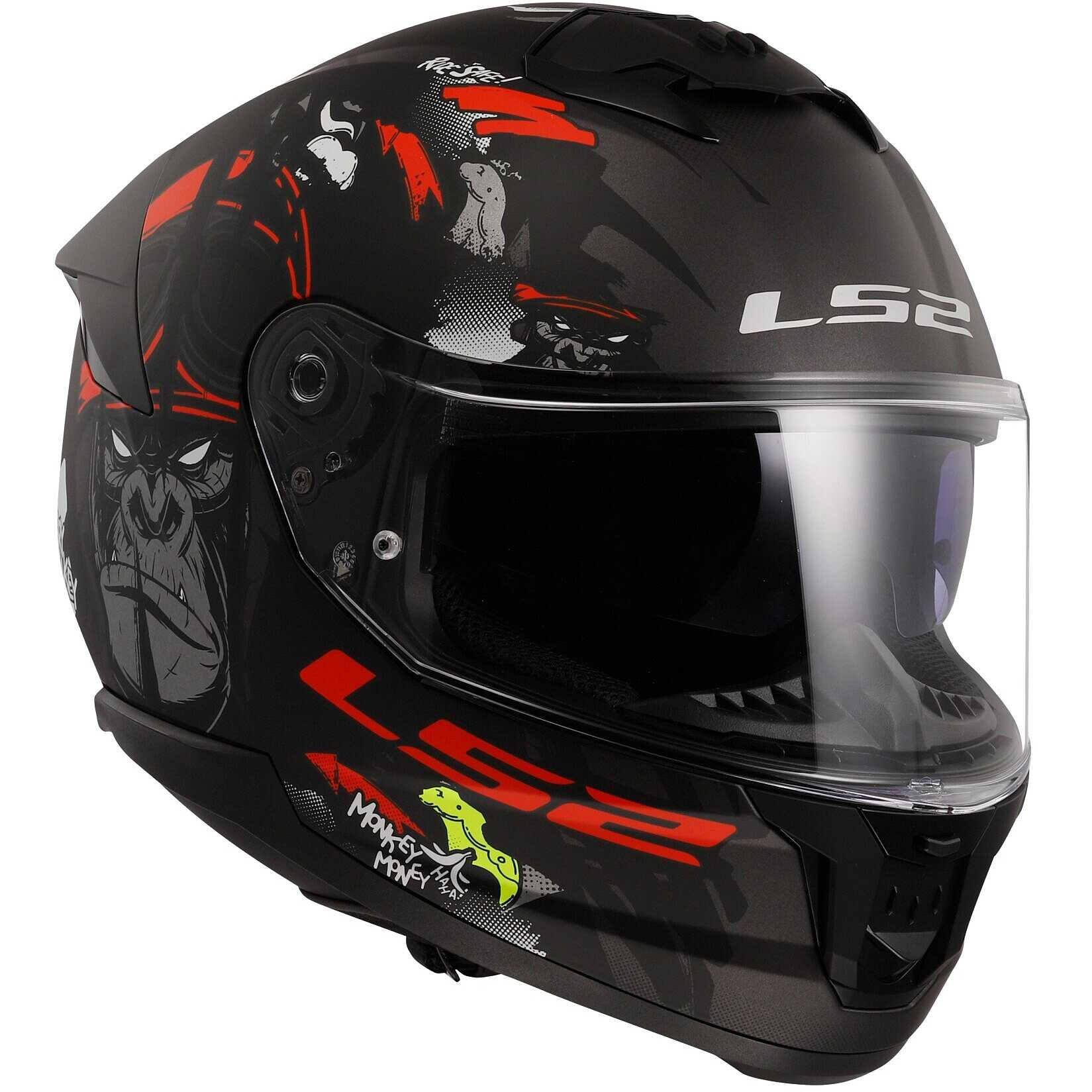 Full Face Motorcycle Helmet Ls2 FF808 STREAM II Angry Monkey Matt Black ...