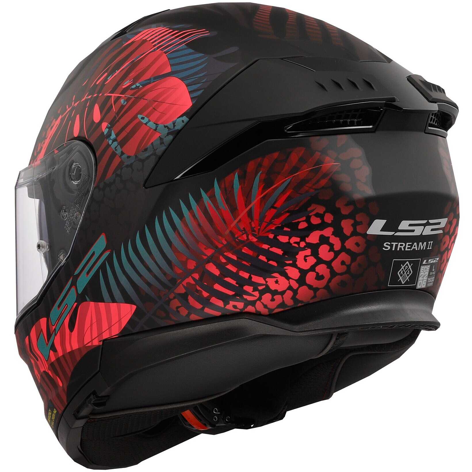 Full Face Motorcycle Helmet Ls2 FF808 STREAM II Jungle Matt Black Blue ...
