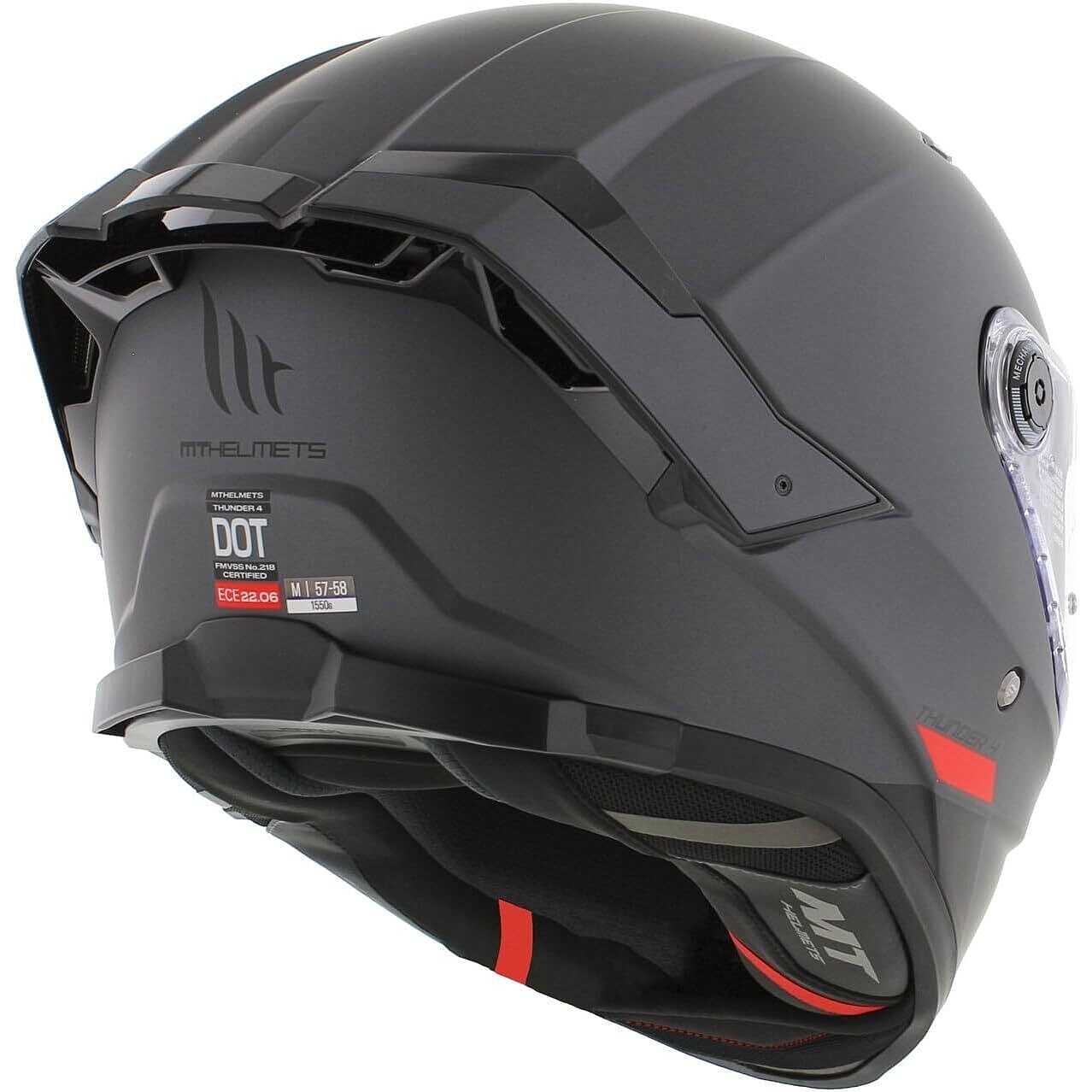 Full Face Motorcycle Helmet Mt Helmets THUNDER 4 Sv SOLID A12 Matt Grey ...