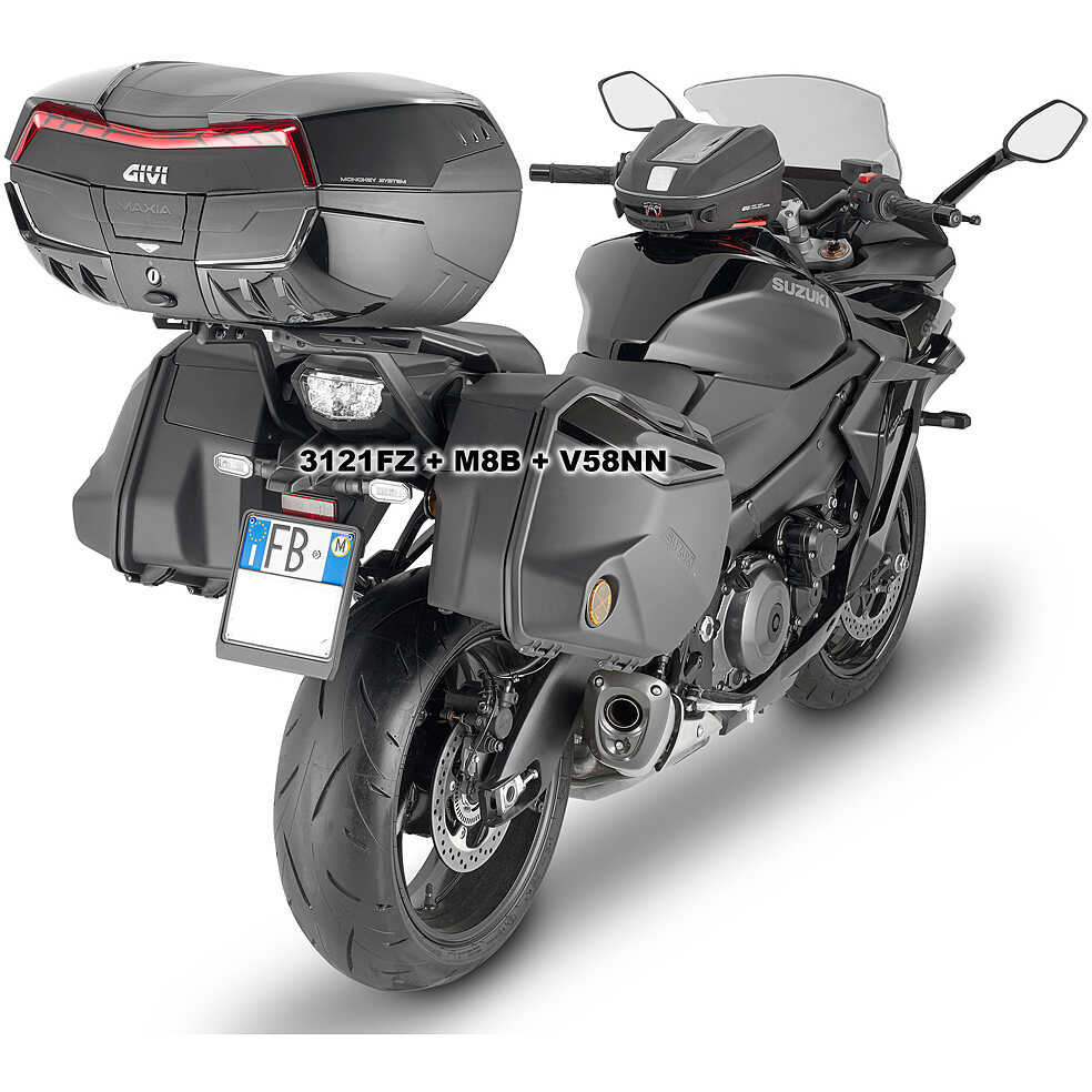 Givi V58 MAXIA 5 TECH Monokey Motorrad-Topcase, glänzend schwarz, roter ...