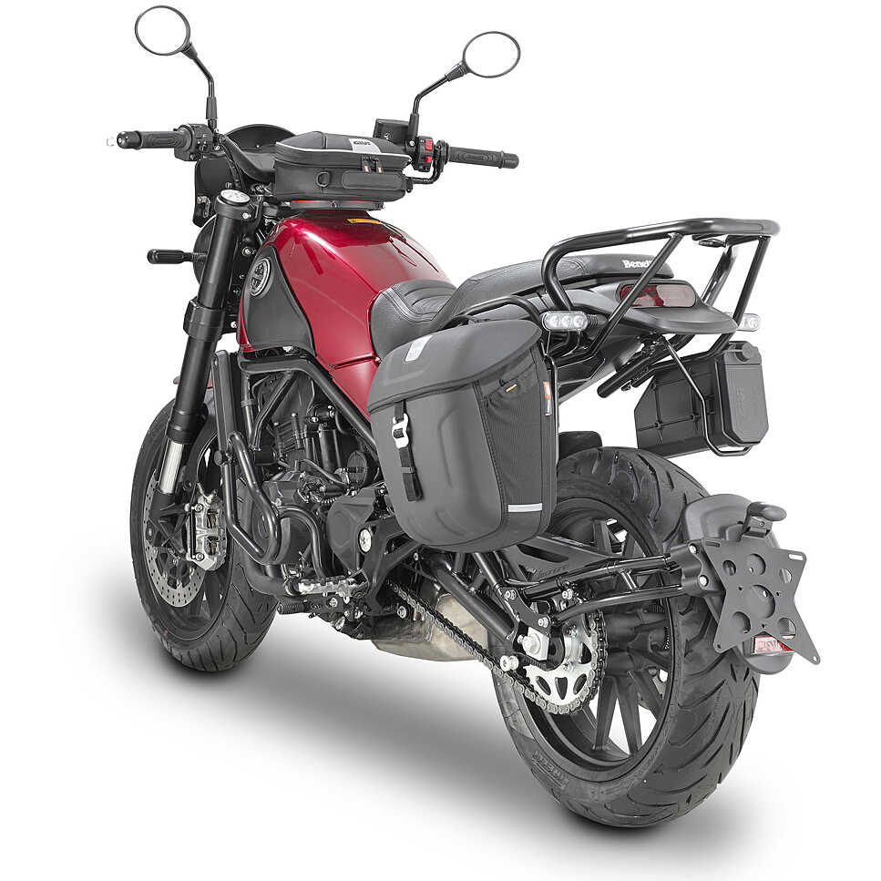 Glossy black tubular engine guard Integrated slider Givi TN8704 for ...