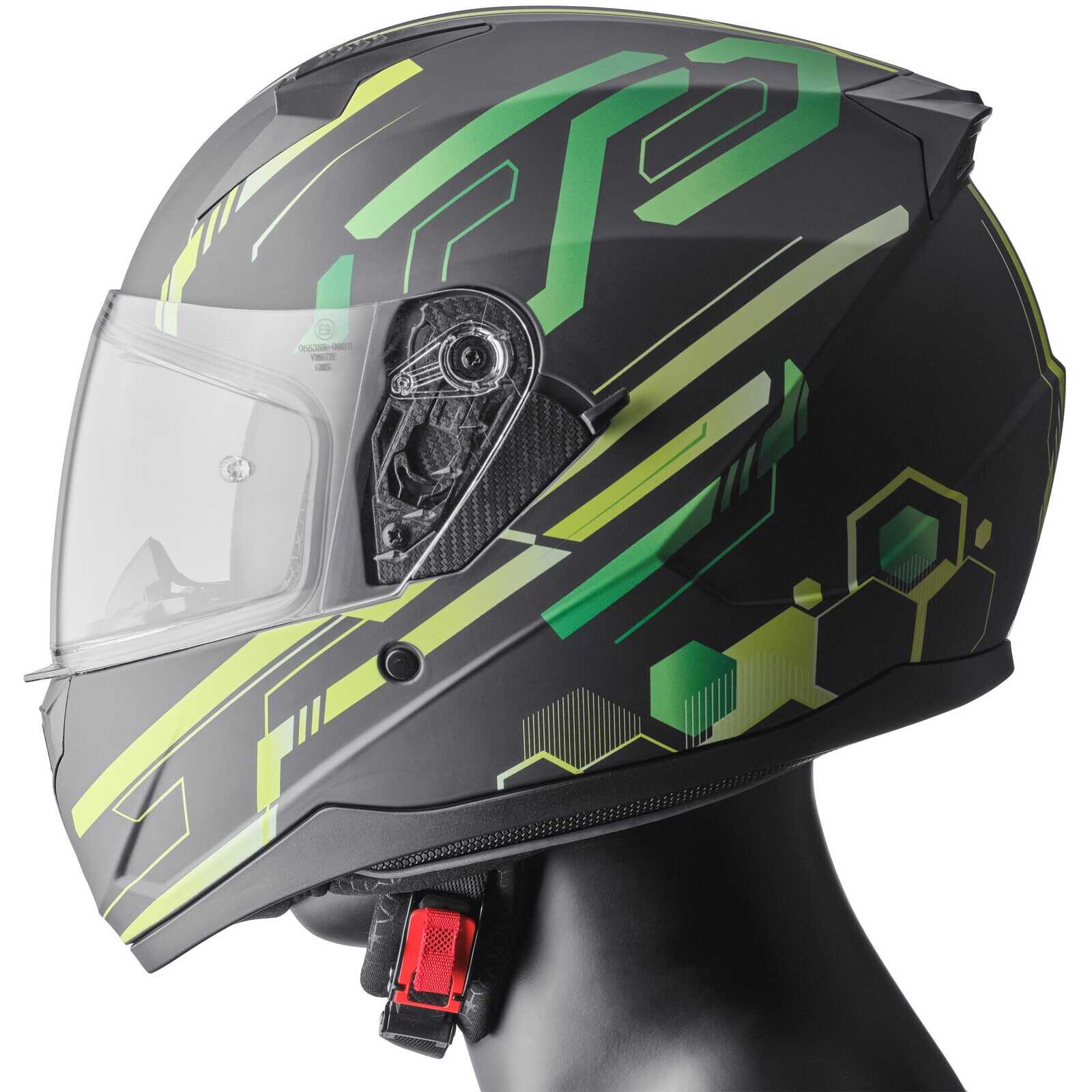 Gms Hexago Graphic Green Full Face Motorcycle Helmet For Sale Online ...