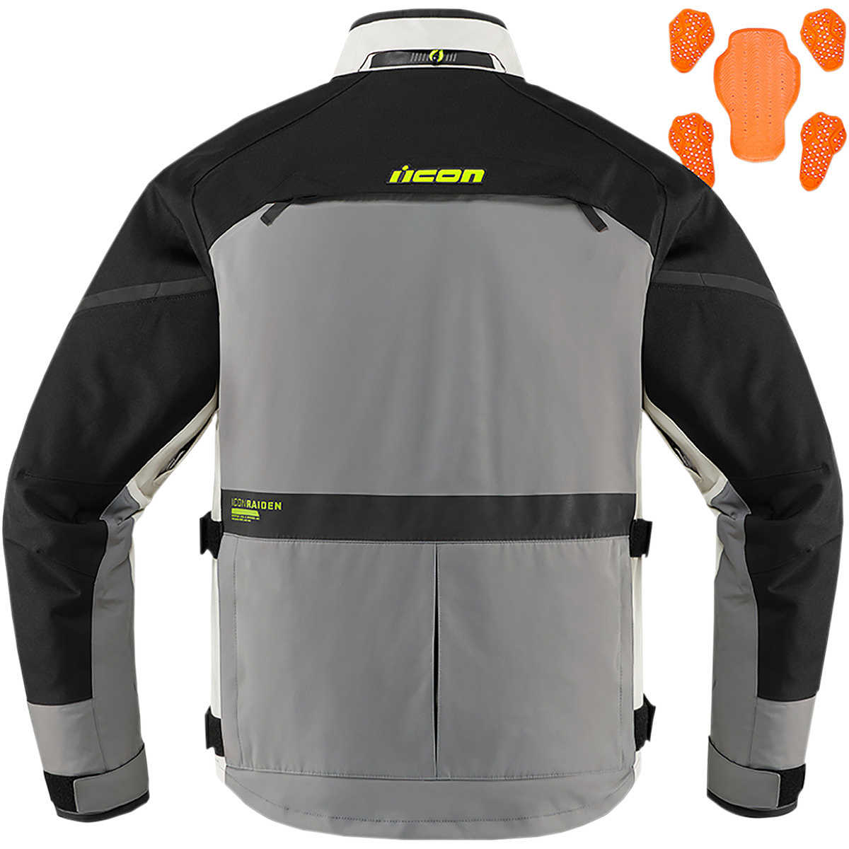 Icon RAIDEN Jacke Grau Gelb Hi-Vision Stoff Motorradjacke Online ...