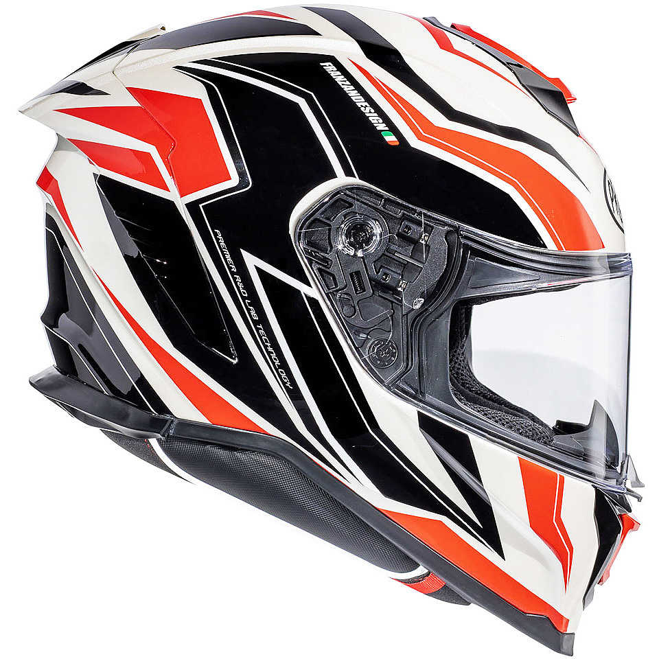 Integral Motorcycle Helmet In Premier Fiber HYPER RW2 White Black Red ...