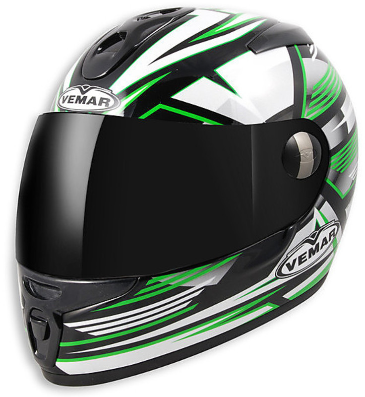 Integral Motorcycle Helmet Vemar VTX EV Fiber Tricomposita Silver-Green ...