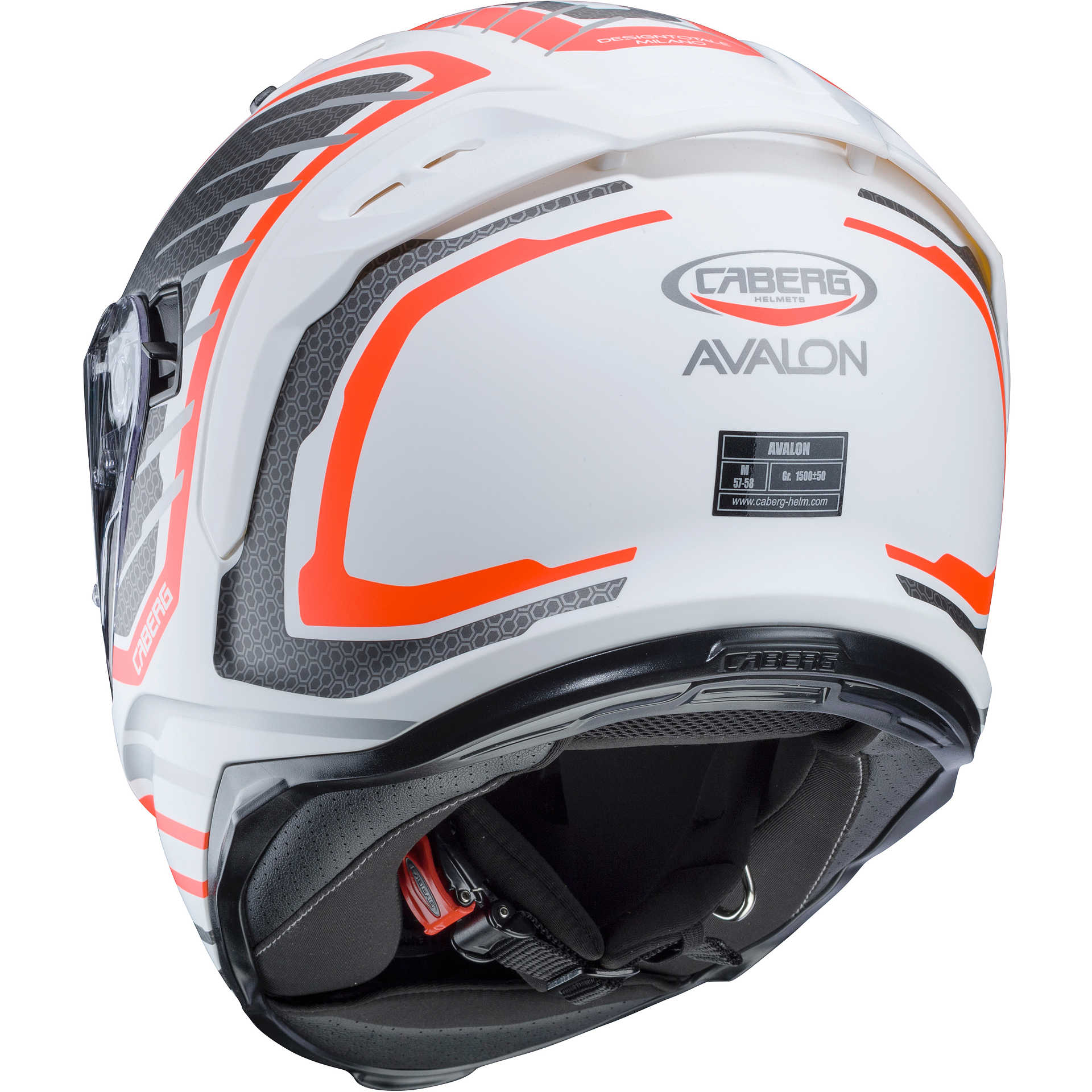 Integral Motorradhelm Caberg AVALON FORGE Matt Weiß Orange Fluo ...