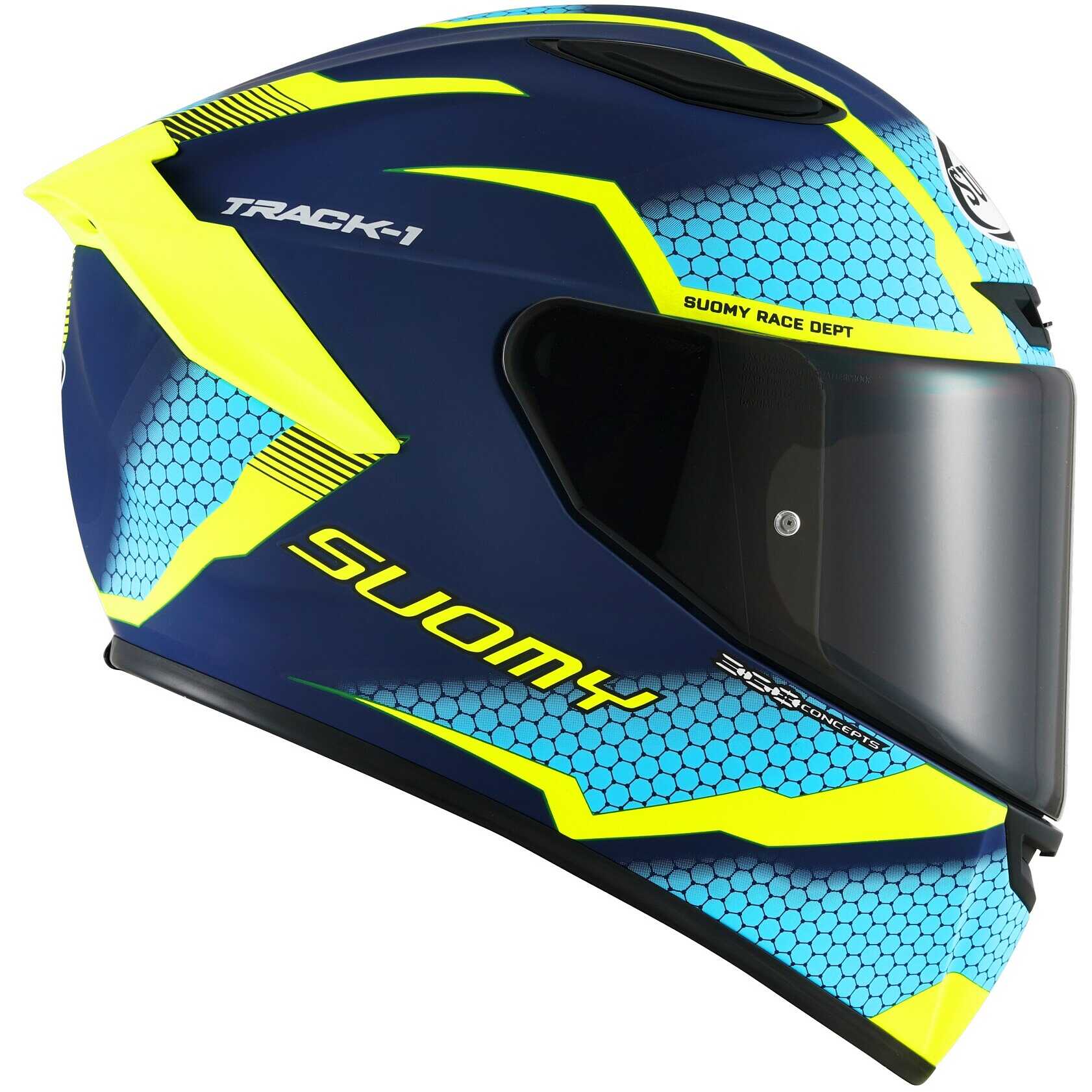 Integral Racing Moto Helm Suomy TRACK-1 REACTION Matt Blau Gelb Online ...