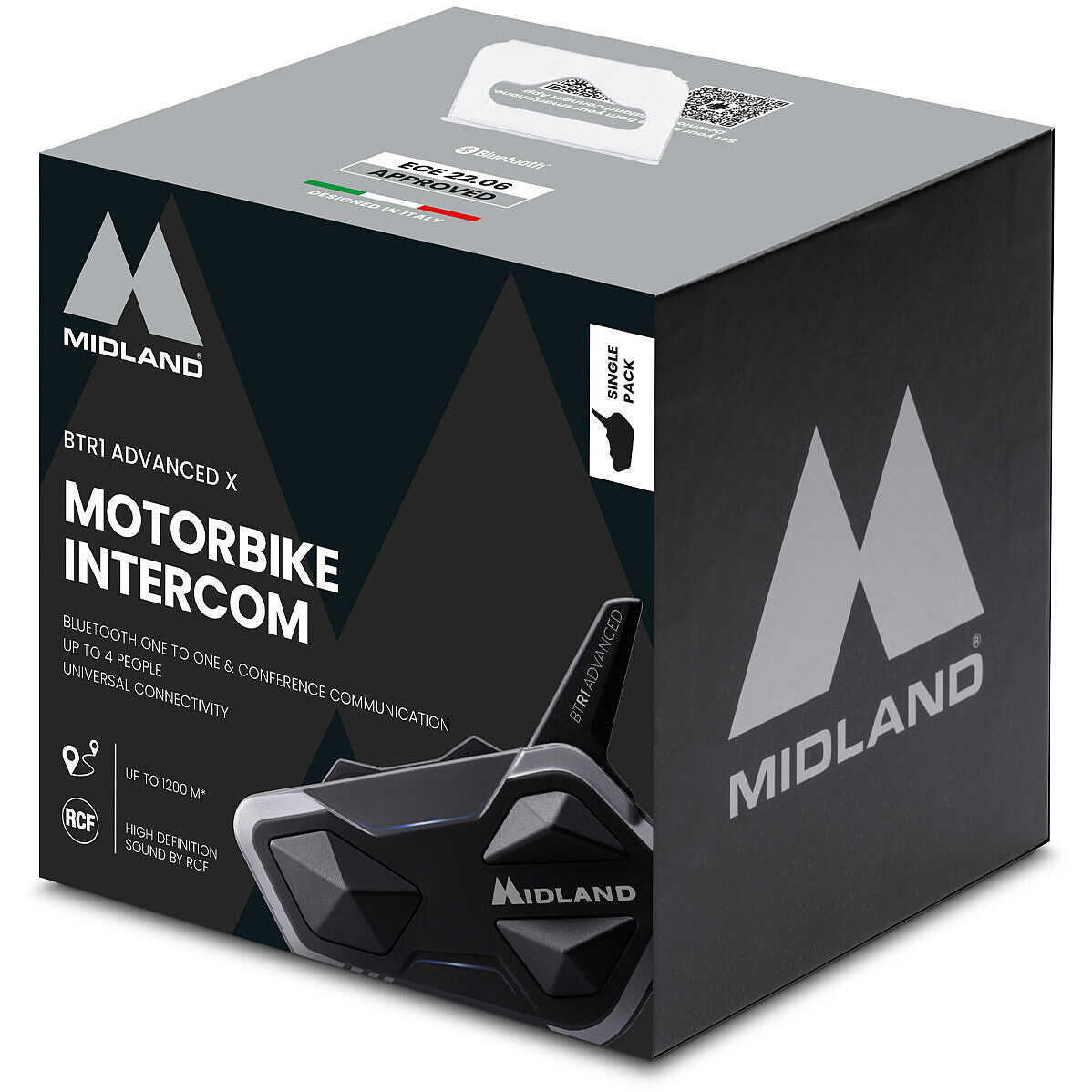 Interfono Moto Bluetooth Midland BTR1 ADVANCED X- Kit Singolo Vendita ...