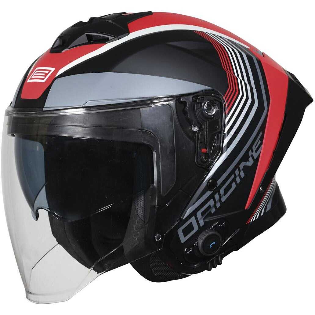 Jet Motorcycle Helmet Integrated Intercom ORIGINE APRICA + BT SHADE Red ...