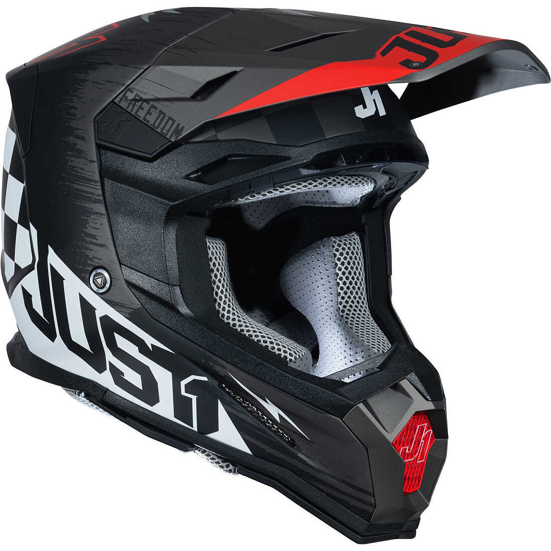 Just1 J22 Flagman Fiberglass Cross Enduro Motorcycle Helmet Red Black ...