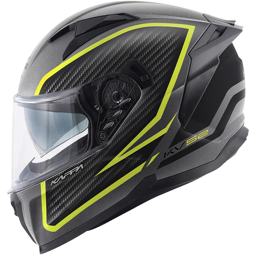 Kappa KV52 KRONOS Full Face Motorcycle Helmet Titanium Black Yellow For ...