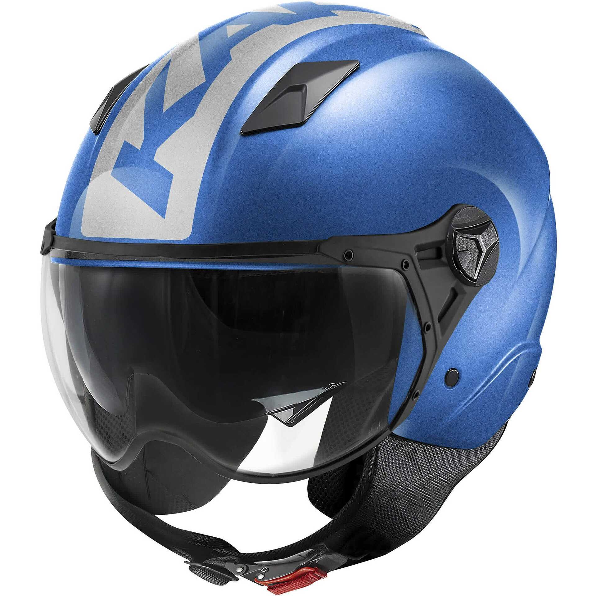 Kappa KV57 STRIKER Jet Motorcycle Helmet Metallic Blue Silver For Sale ...