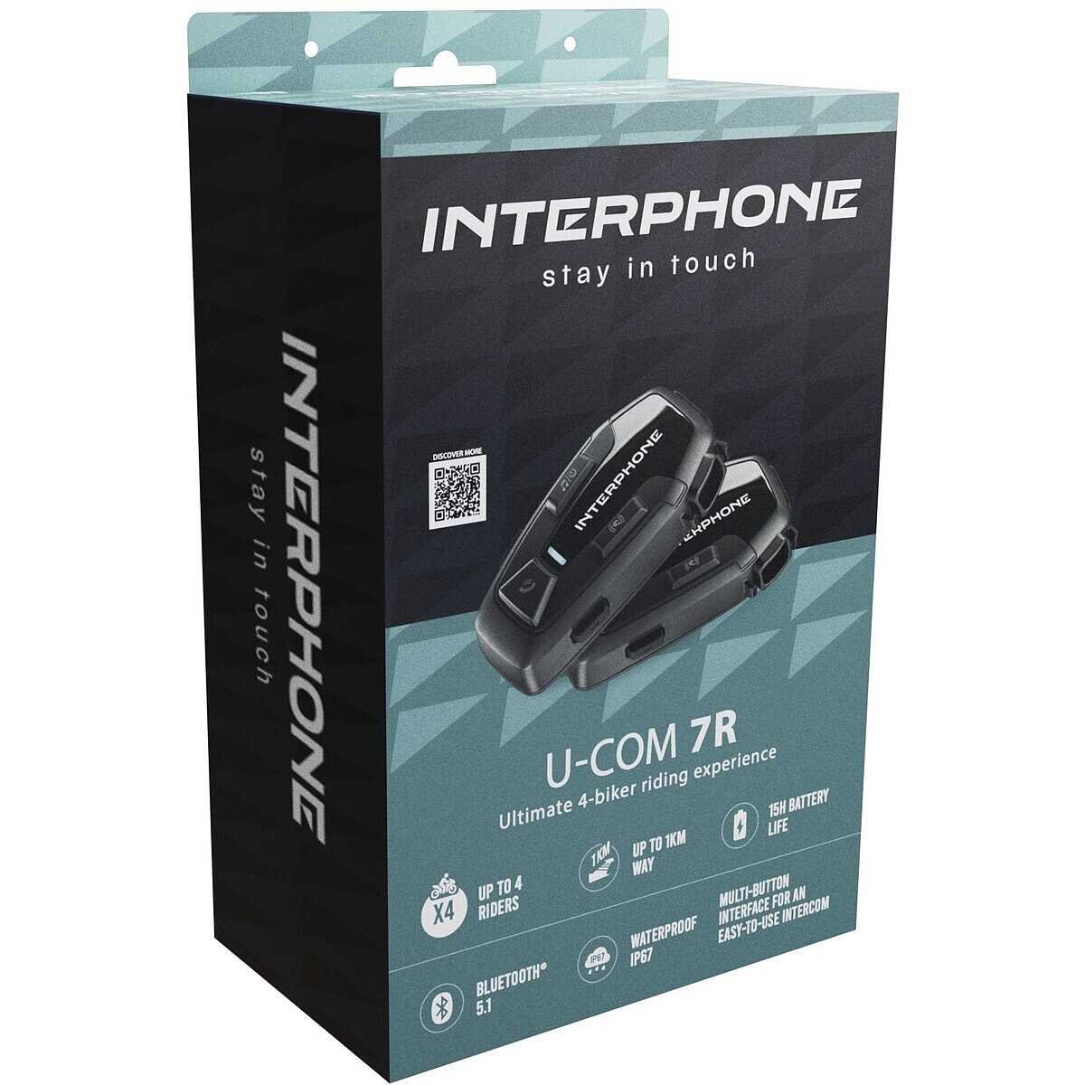 Kit intercom Bluetooth pour moto CellularLine U-COM 7R - Kit de paire ...