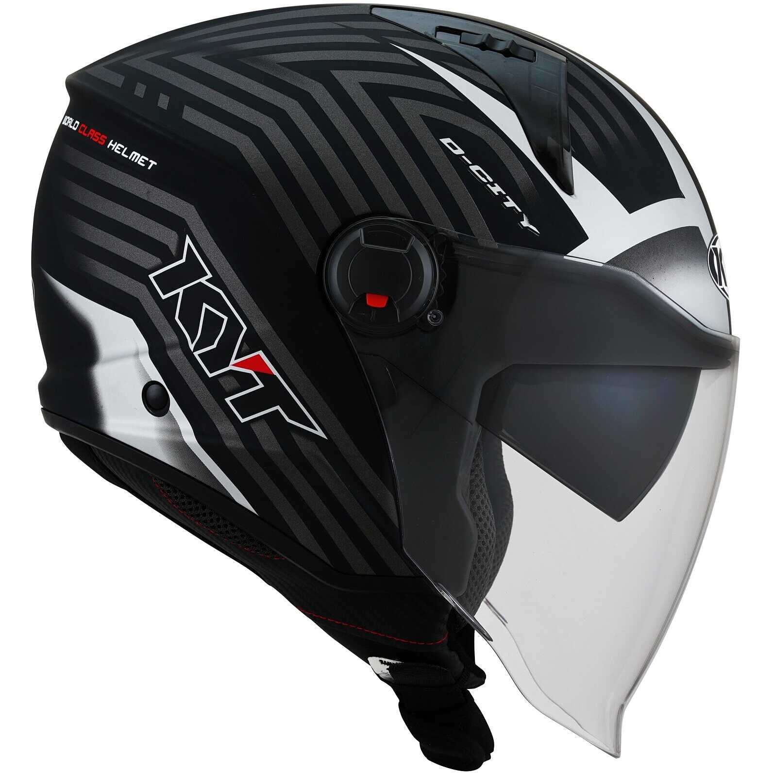 KYT D-CITY LUCENT Jet Motorcycle Helmet Matt Black Silver For Sale ...