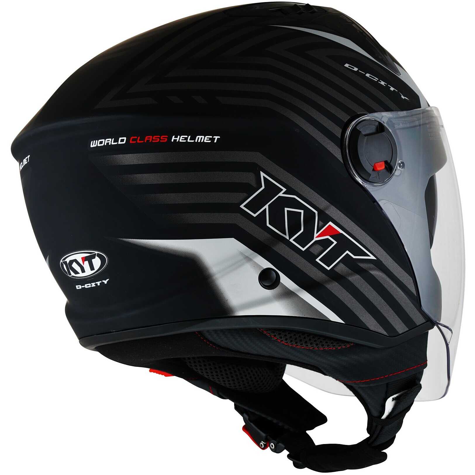 KYT D-CITY LUCENT Jet Motorcycle Helmet Matt Black Silver For Sale ...