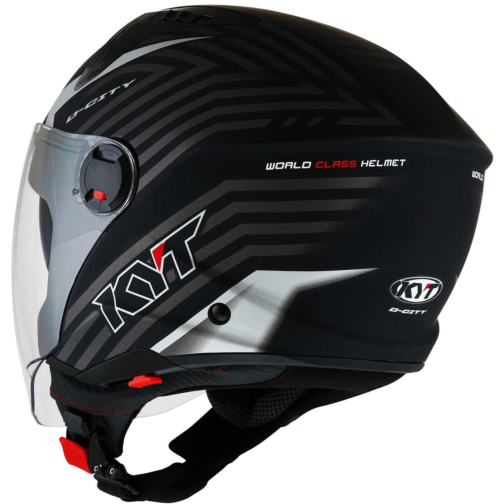 KYT D-CITY LUCENT Jet Motorcycle Helmet Matt Black Silver For Sale ...
