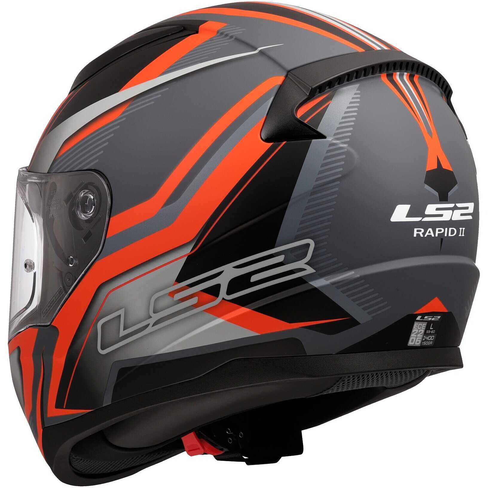 LS2 FF353 RAPID 2 FLITZ Full Face Motorcycle Helmet Orange Grey For ...