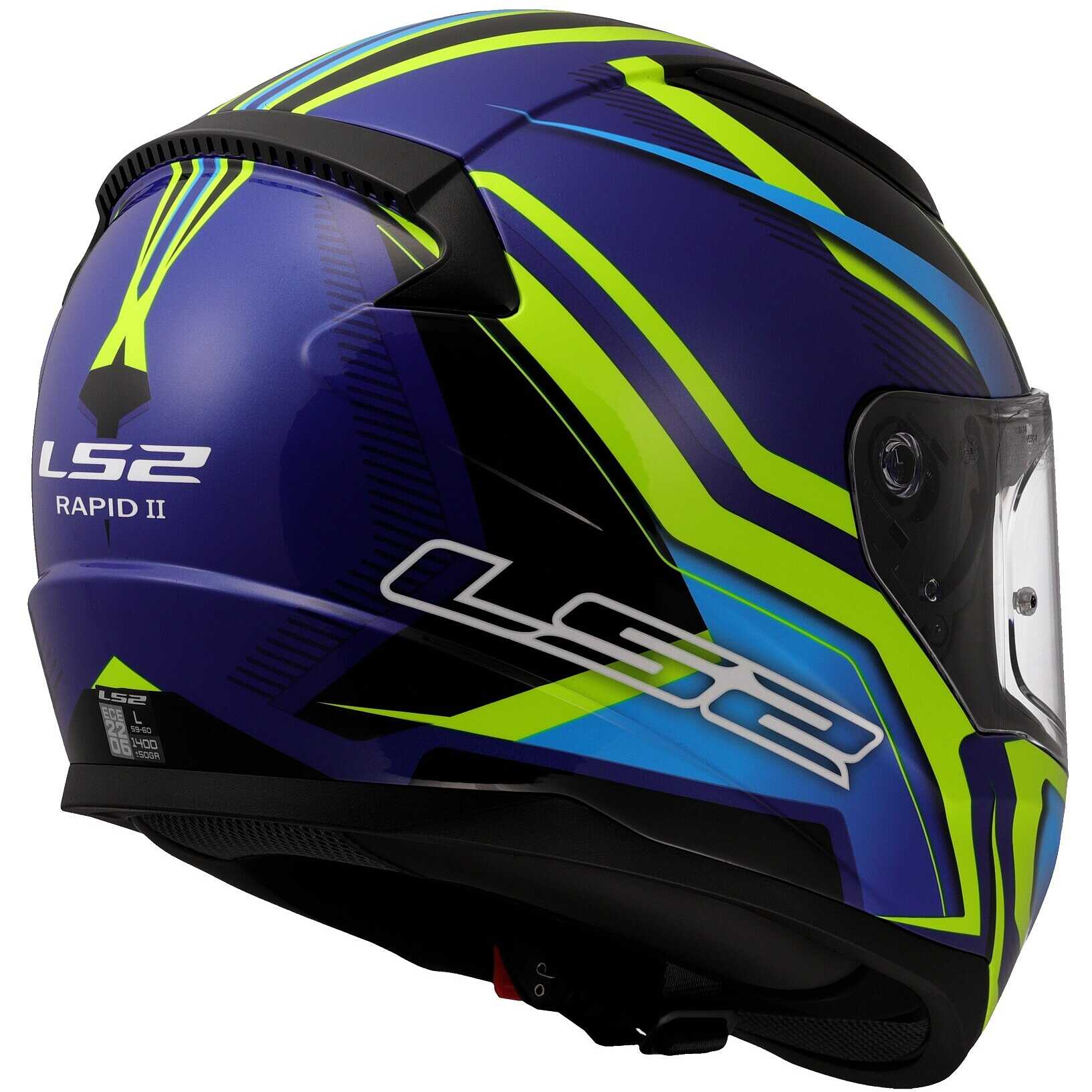LS2 FF353 RAPID 2 FLITZ Full Face Motorcycle Helmet Yellow Fluo Blue ...