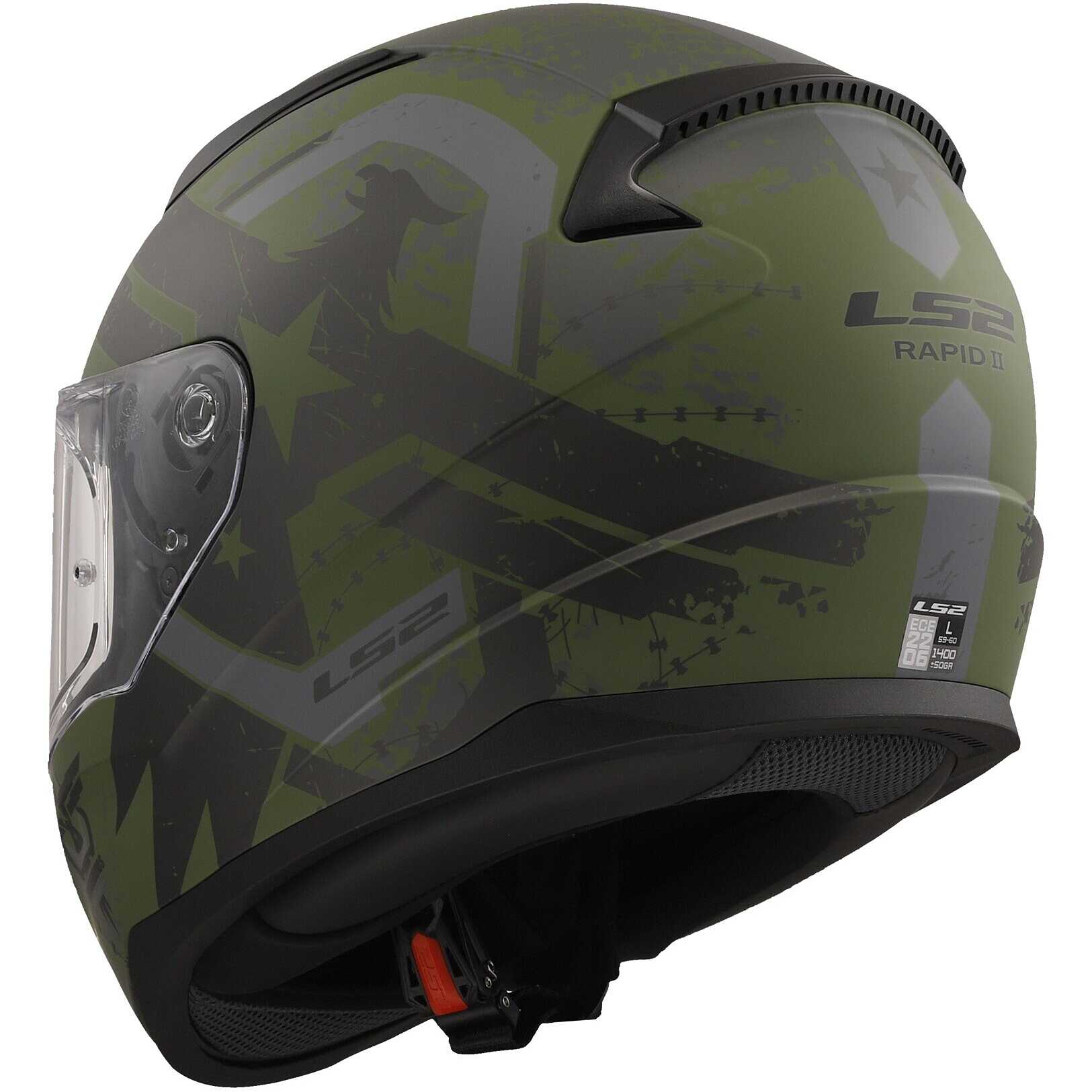 Ls2 FF353 RAPID 2 Thunderbirds Matt Military Green Full Face Motorcycle ...