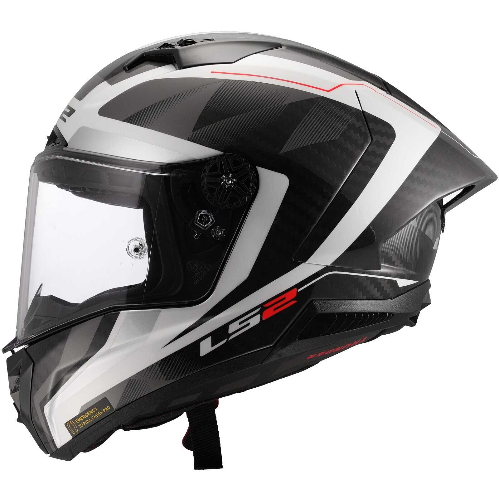 LS2 FF805 THUNDER GP AERO RAUTE Full Face Motorcycle Helmet White Grey ...