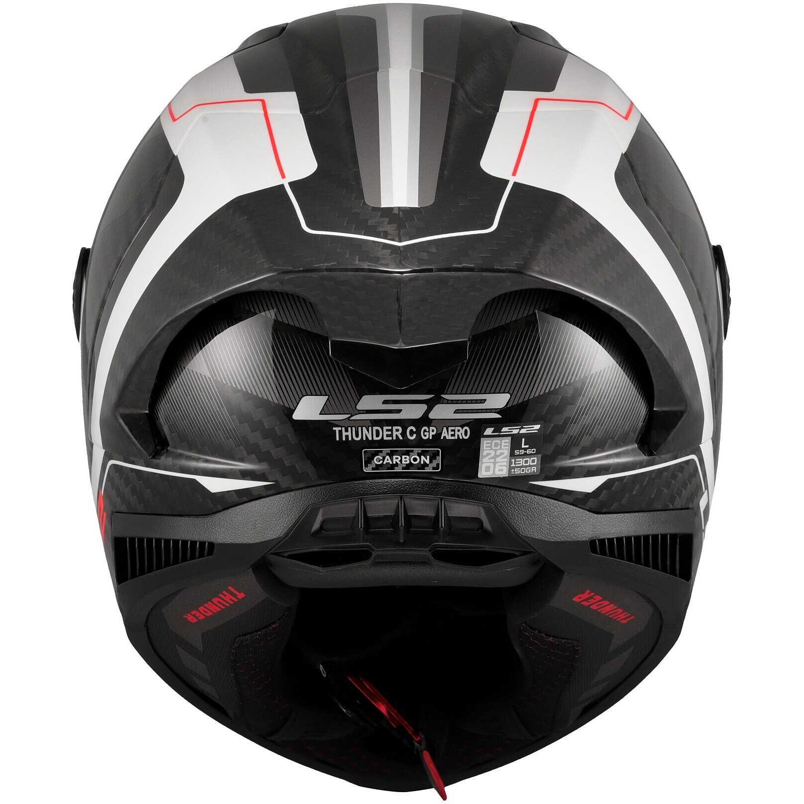 LS2 FF805 THUNDER GP AERO RAUTE Full Face Motorcycle Helmet White Grey ...