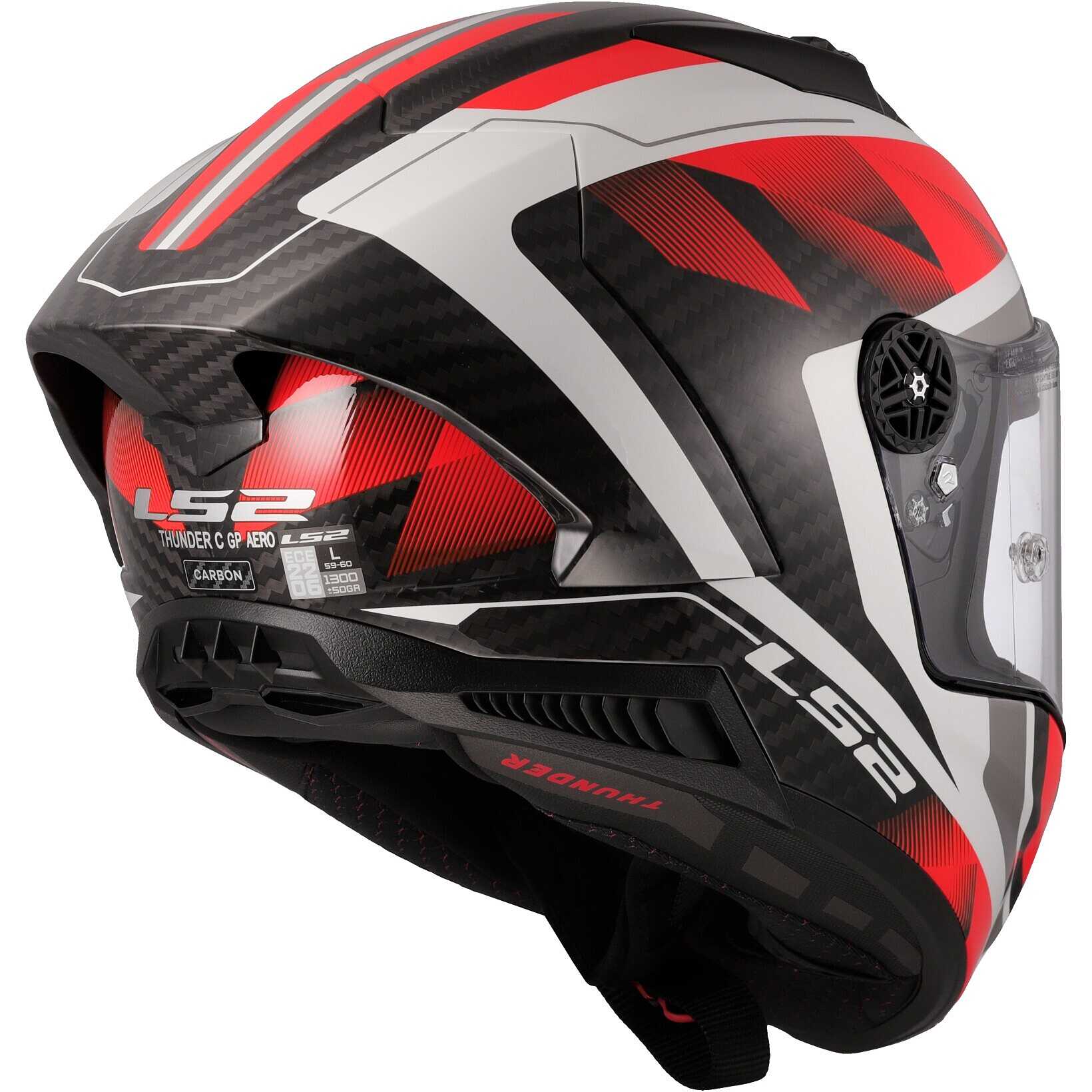 LS2 FF805 THUNDER GP AERO RAUTE Full Face Motorcycle Helmet White Red ...
