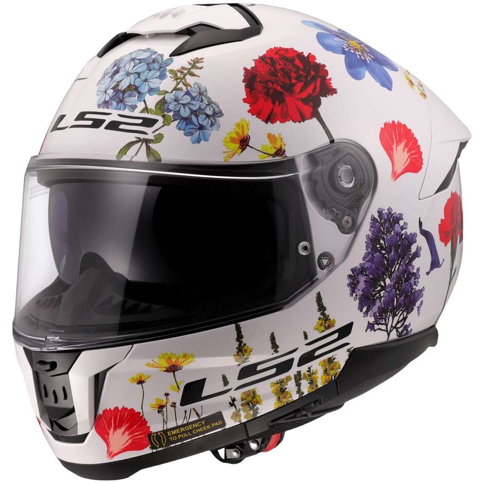 LS2 FF808 STREAM II FLOWERS Full Face Motorcycle Helmet White For Sale ...