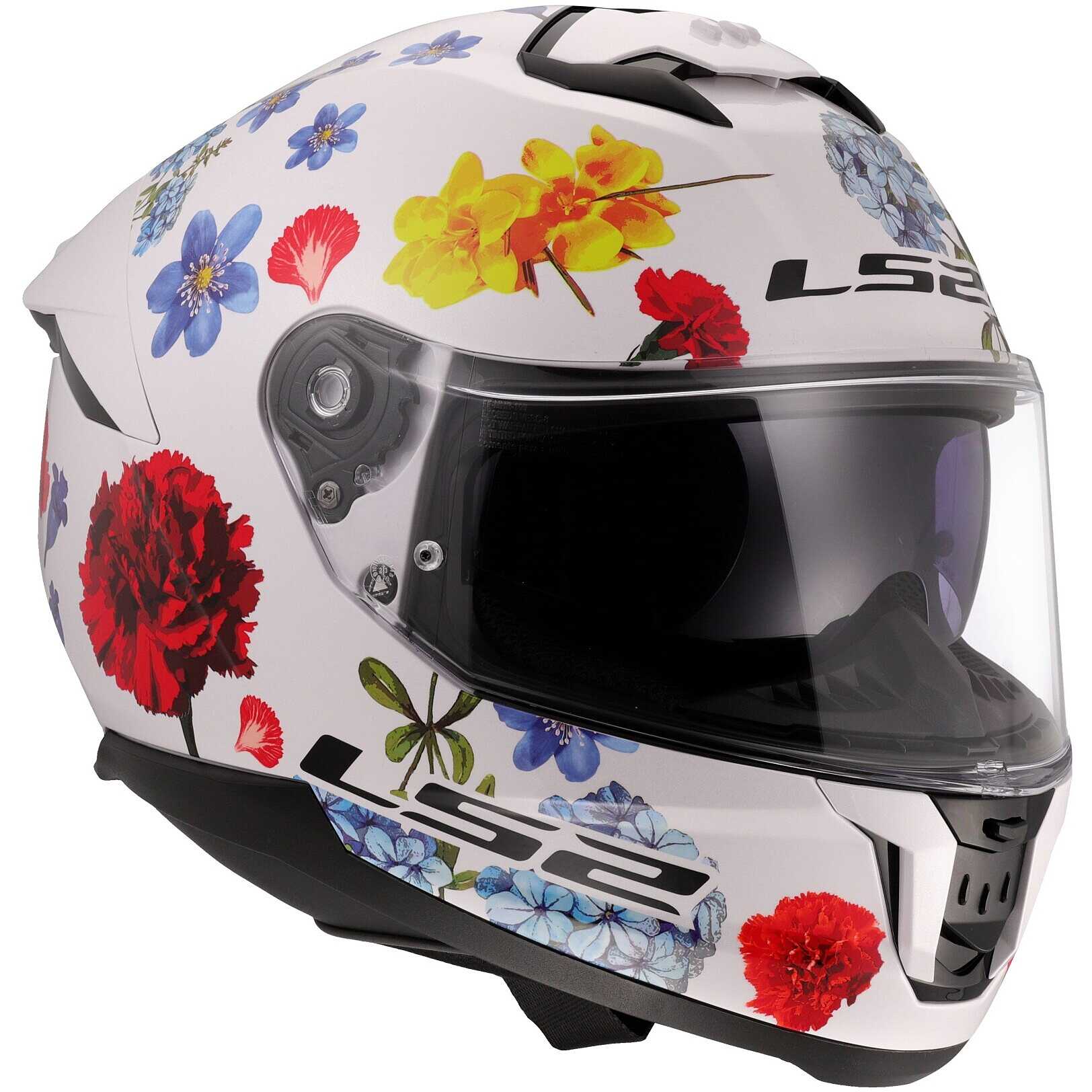 LS2 FF808 STREAM II FLOWERS Full Face Motorcycle Helmet White For Sale ...