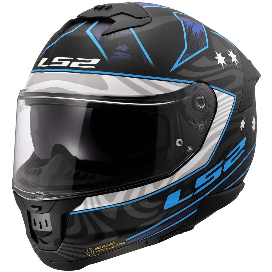 LS2 FF808 STREAM II GALDAM Full Face Motorcycle Helmet Black Blue For ...